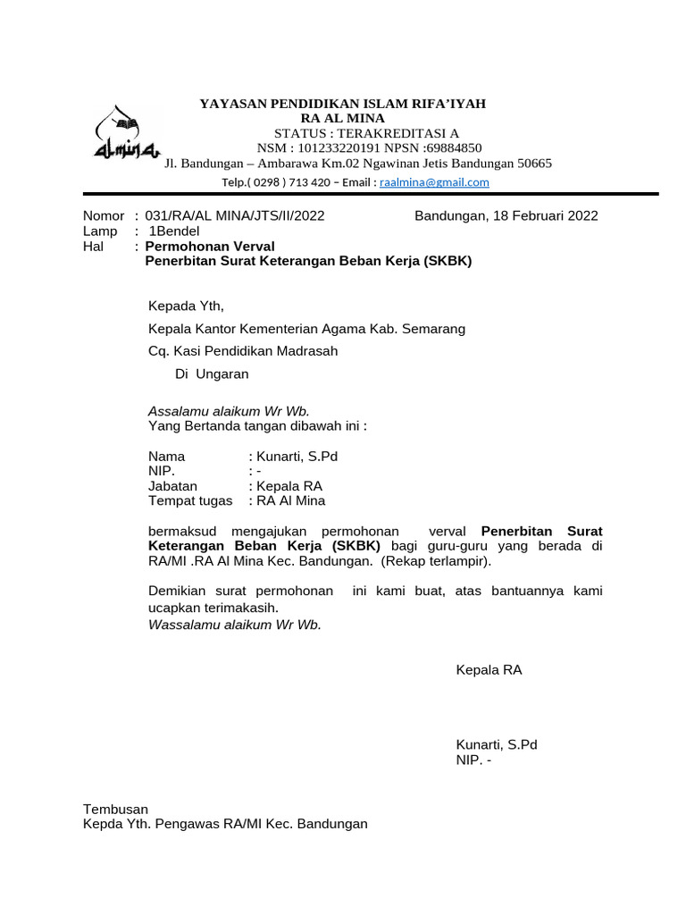 Surat Pengantar SKBK | PDF