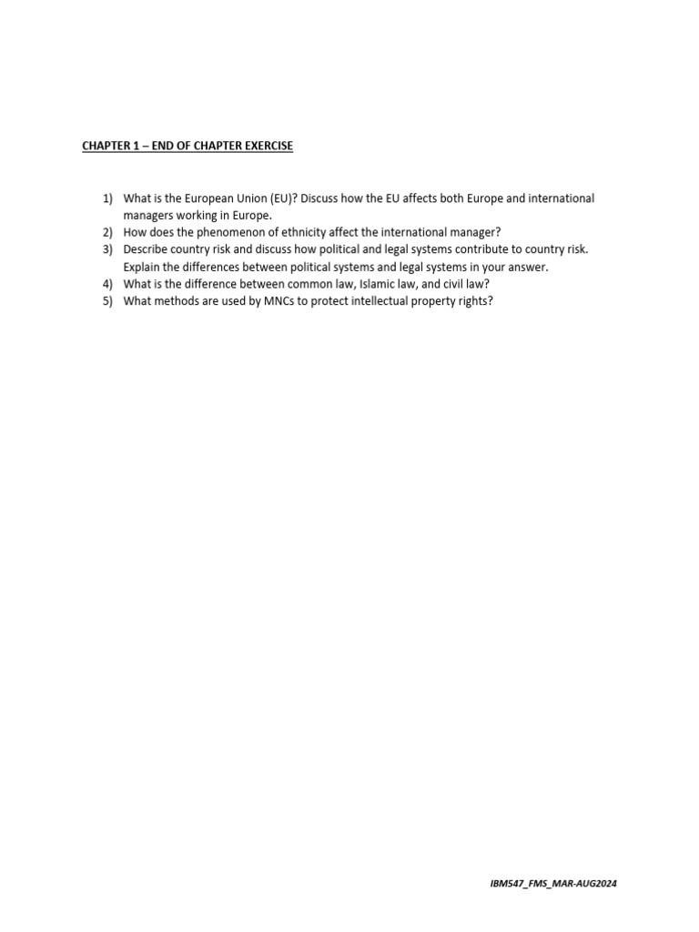 Chapter 1 - End of Chapter Exercise | PDF