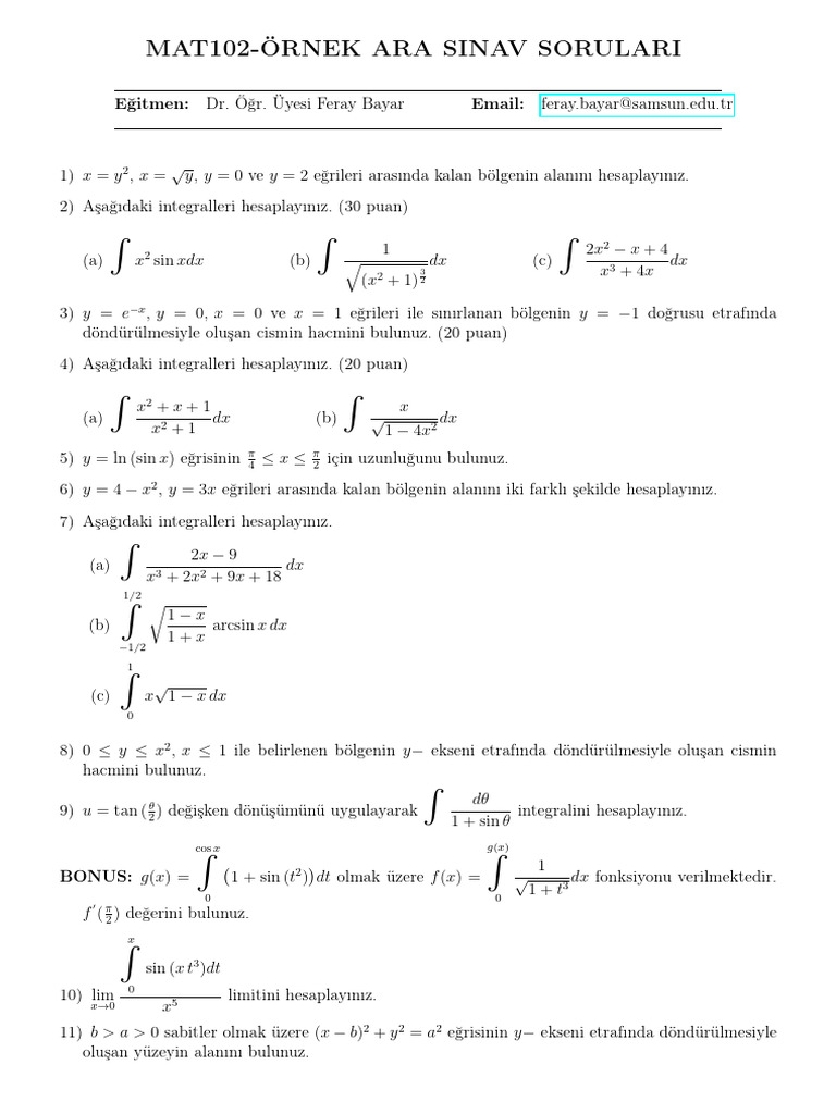 YU1PWHNOZmtuSDlGNUFDVWJTKzVkdwMAT102 ORNEK ARA SINAV SORULARI 1 | PDF