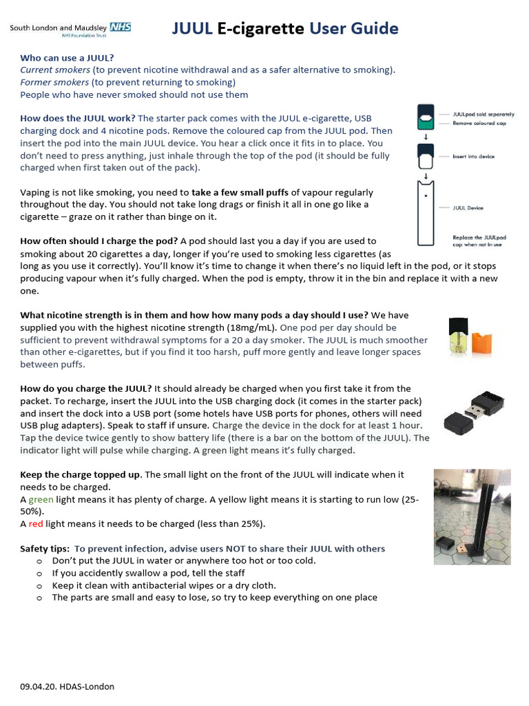 JUUL e Cig - User Guide HDAS-London | PDF | Electronic Cigarette | Tobacco Smoking