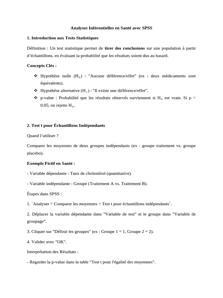 Analyse inferentielles | PDF | Valeur p | Statistiques