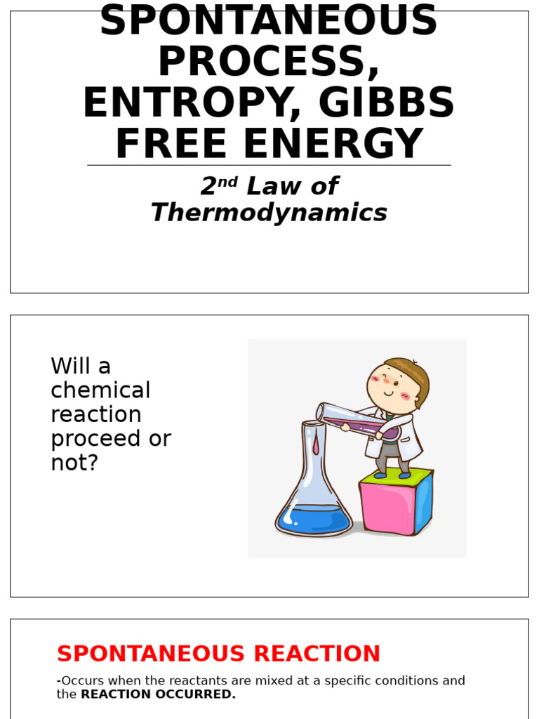 W1 Spontaneous Process Entropy Gibbs Free Energy 4 | PDF | Temperature ...