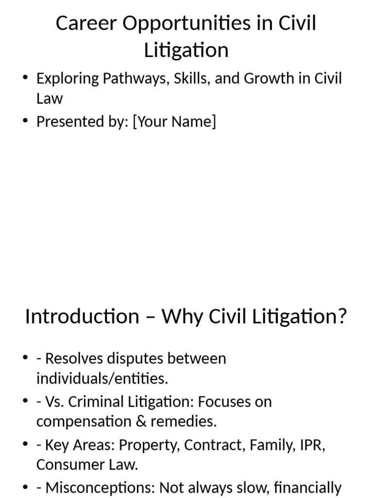 Career Opportunities in Civil Litigation Full | PDF | Lawsuit | Justice