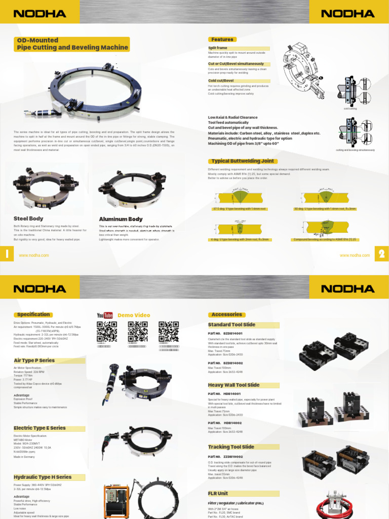 Nodha Cold Cutting Machine Overview | PDF | Pipe (Fluid Conveyance ...