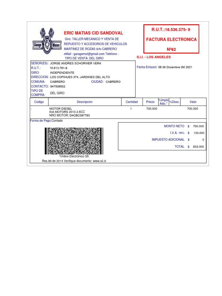 Factura Kia Motors 2.5(Autosaved) | PDF