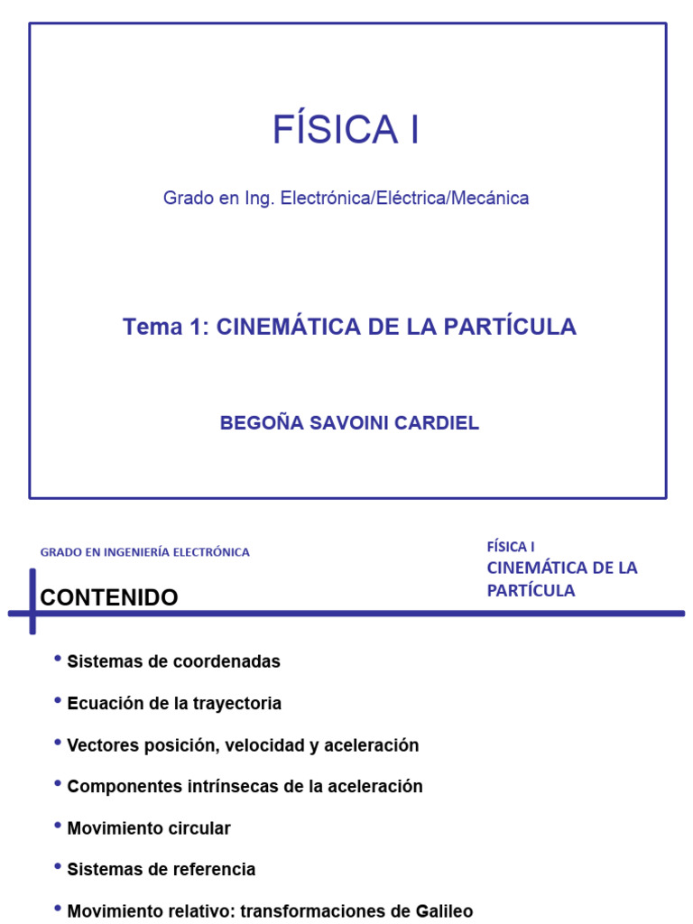 TEMA 1 Cinematica de La Particula y Mov Relativo 22_23 | PDF | Aceleración | Velocidad