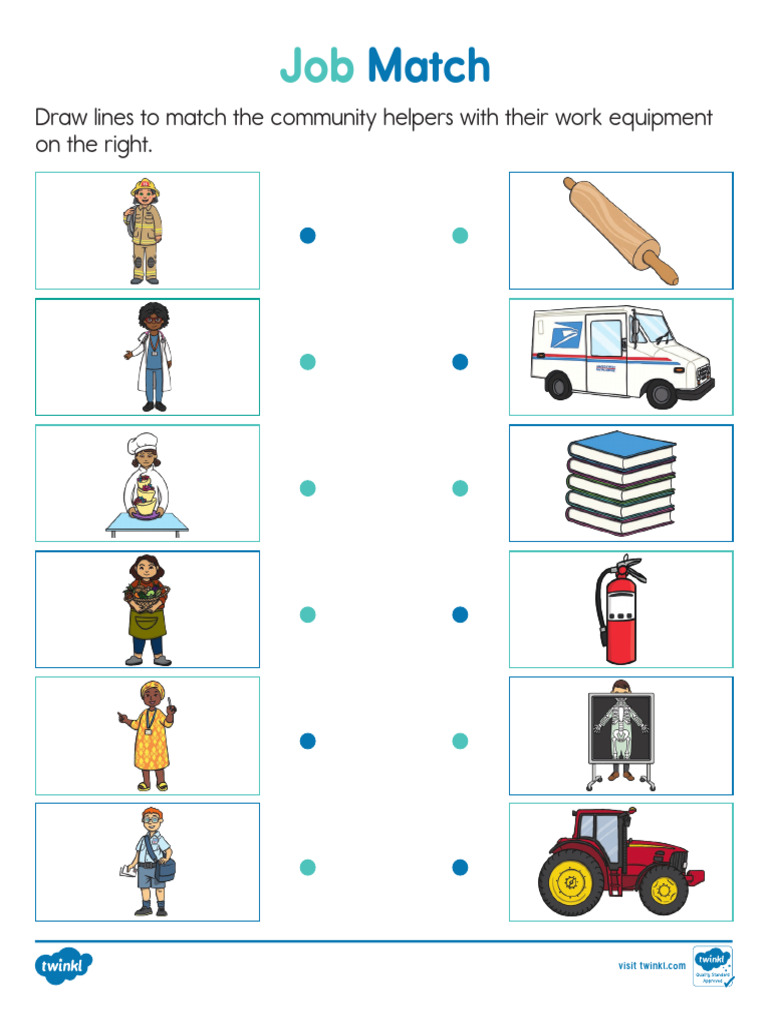 Color Kindergarten Job Match Activity | PDF
