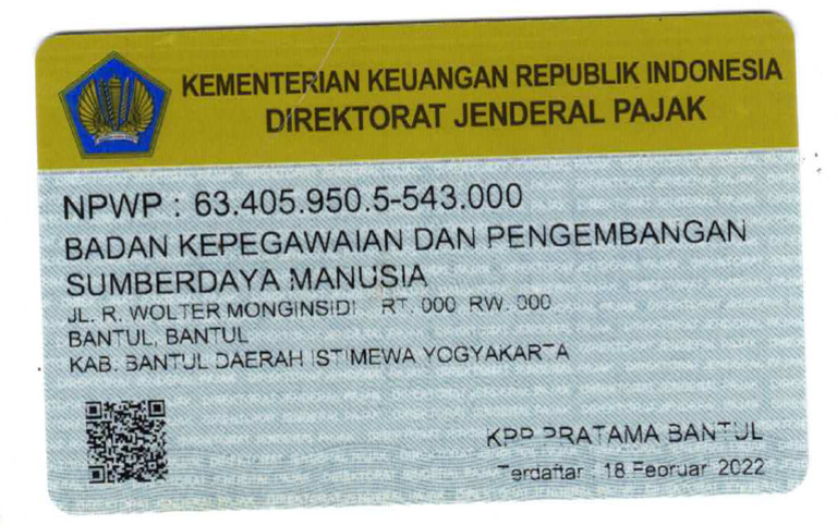 NPWP BKPSDM - Kartu | PDF
