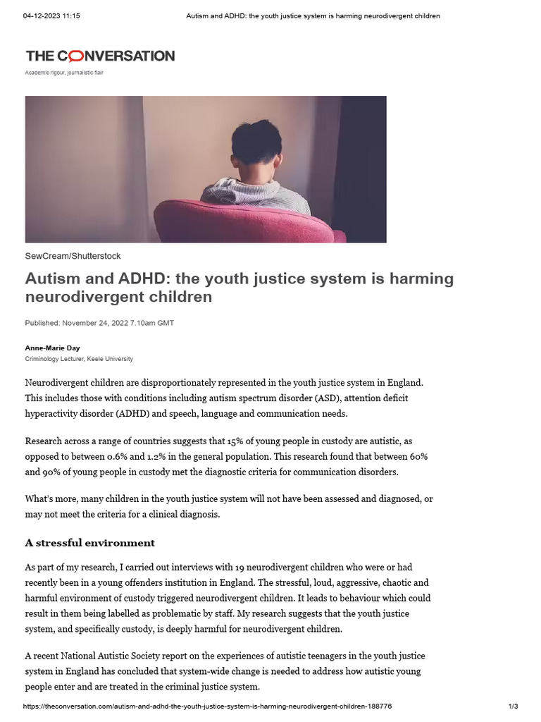 TEXT 8 - Autism and ADHD - The Youth Justice System Is Harming Neurodivergent Children | PDF ...