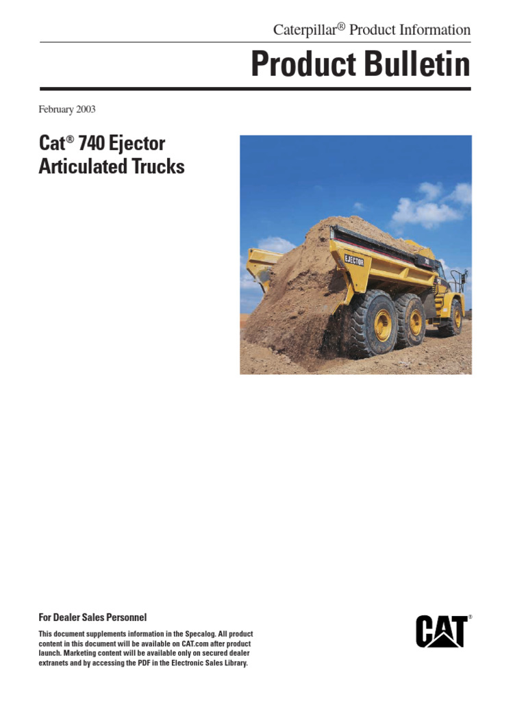 740 Ejector Prod Bull (TEJB8067-01) | PDF | Truck | Engines