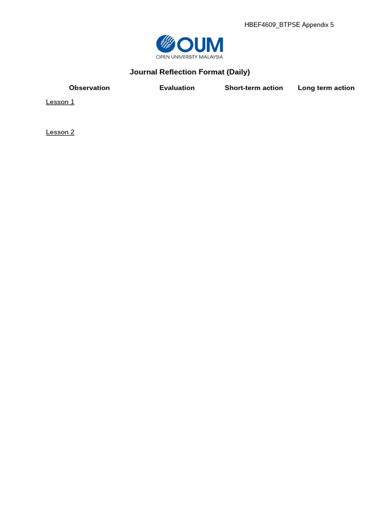 Appendix 5 Journal Entry Format | PDF
