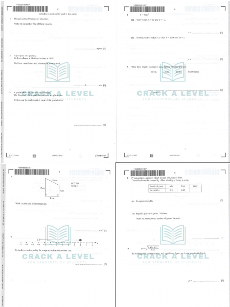 Igcse Math p2 F:M 25 | PDF