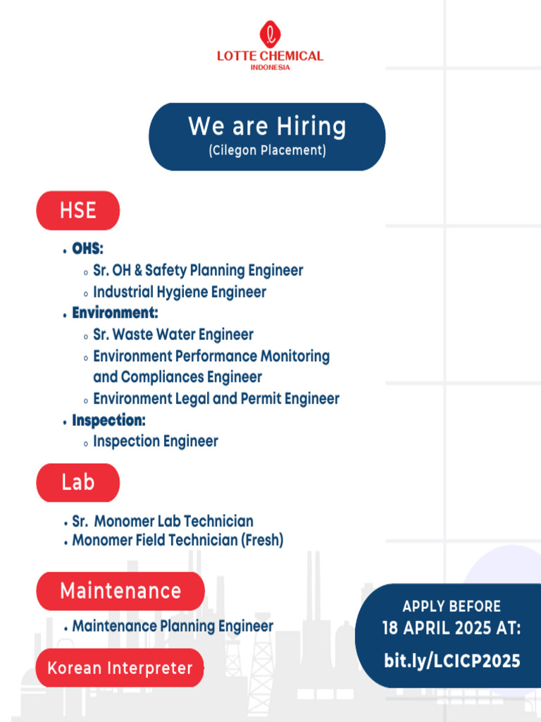 HSE Job Openings at Lotte Chemical | PDF | Occupational Hygiene ...