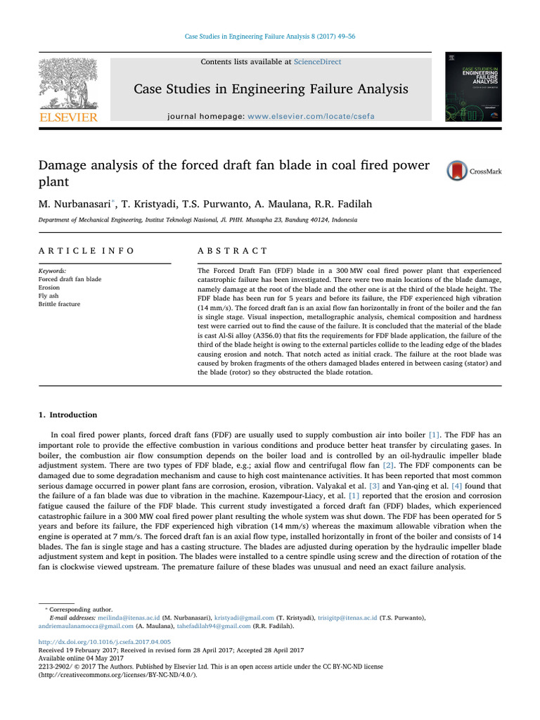 Damage Analysis of Forced Draft Fan | PDF | Scanning Electron ...