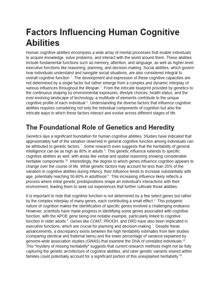 Cognitive Ability Influencing Factors | PDF | Dementia | Socioeconomic ...