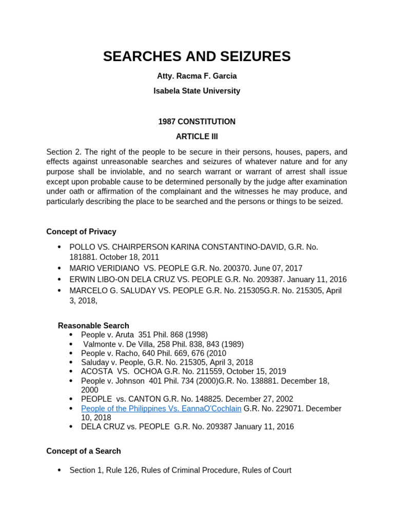 Searches and Seizures 2025 | PDF | Search And Seizure | Criminal Law