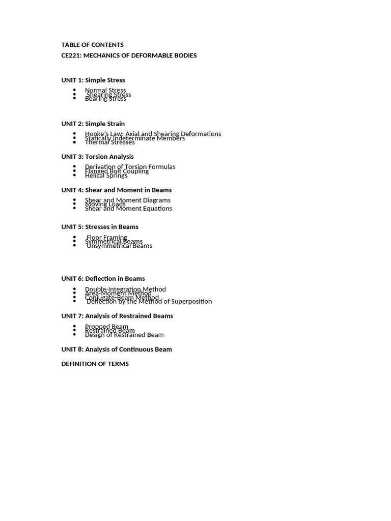 TABLE OF CONTEN-WPS Office | PDF | Beam (Structure) | Stress (Mechanics)