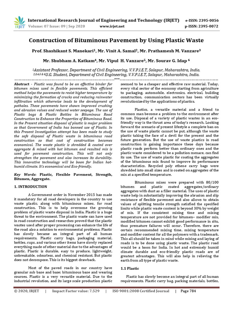 Construction of Bituminous Pavement by U | PDF | Road Surface | Plastic