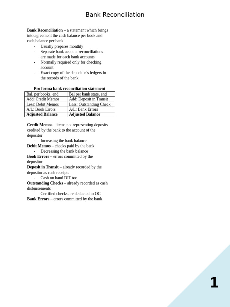 Bank Reconciliation | PDF