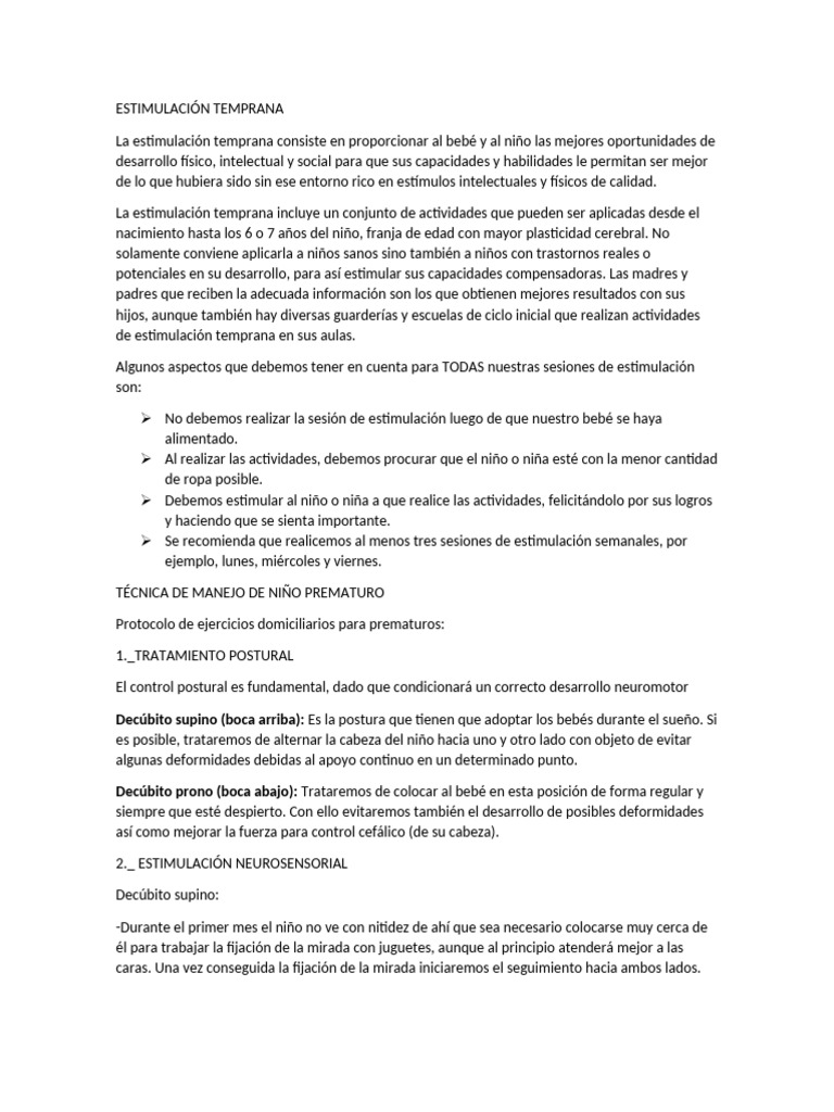 estimulacion temprana | PDF