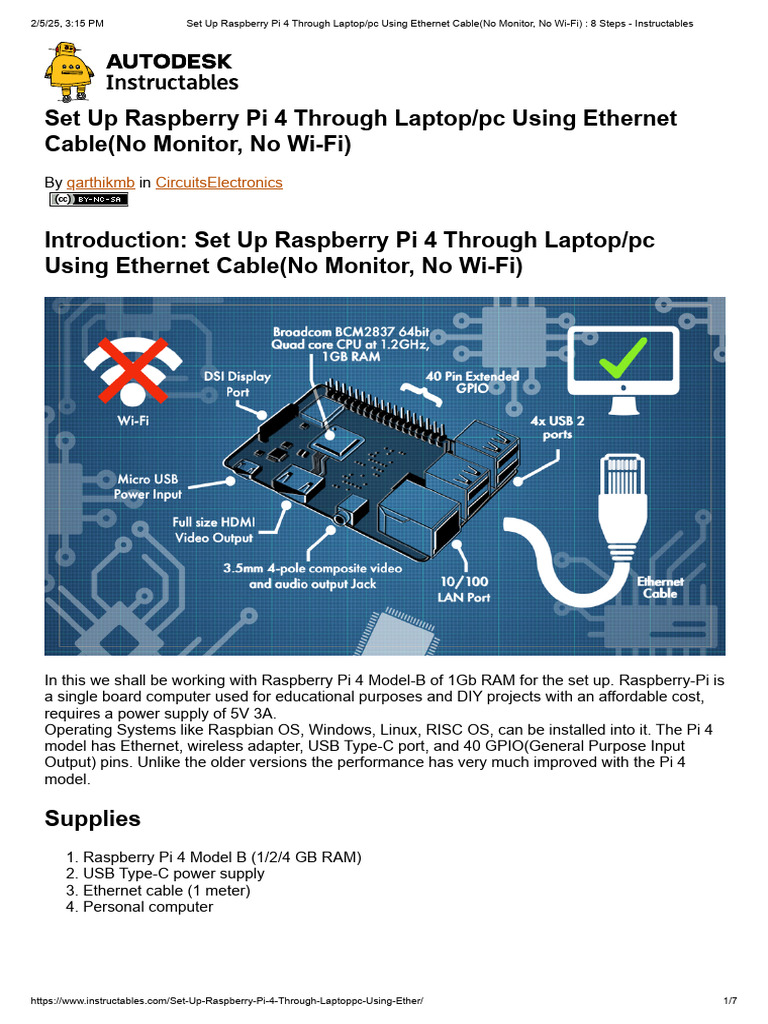 Set Up Raspberry Pi 4 Through Laptop_pc Using Ethernet Cable(No Monitor, No Wi-Fi) _ 8 Steps ...