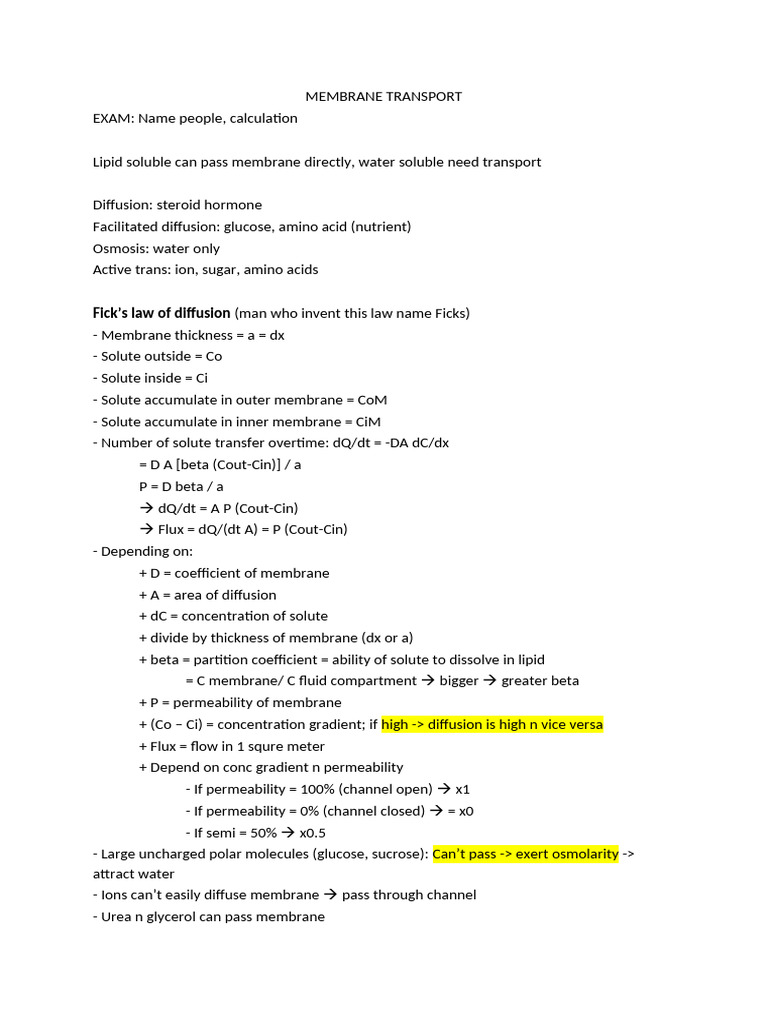 Note - Active, Passive Transport | PDF | Osmosis | Cell Membrane