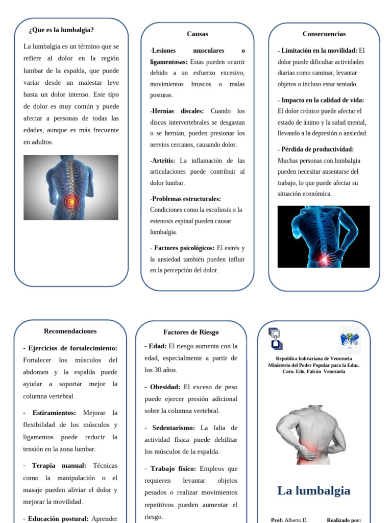 tripticos formato | PDF | Dolor lumbar | Enfermedades y trastornos