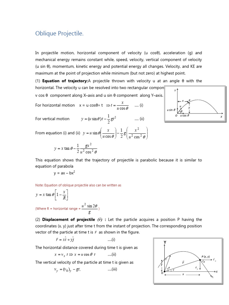 6 - JEE - Physics - Motion in Two Dimension - Projectile Motion ...