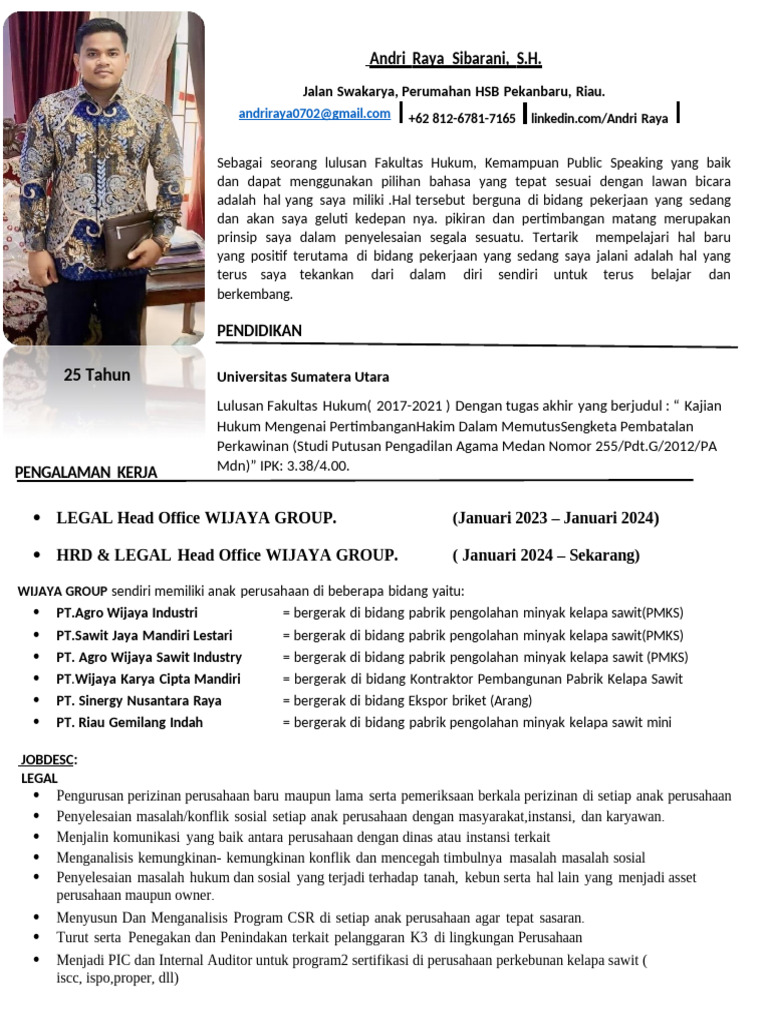 1. CV.ANDRI RAYA SIBARANI, S.H. | PDF