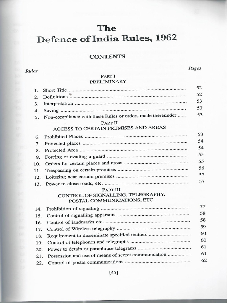 Defence of India Rules, 1962 | PDF