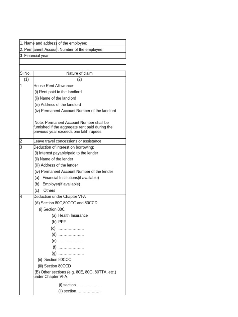 Form-12BB-in Declaration Form. | PDF | Financial Services | Government ...