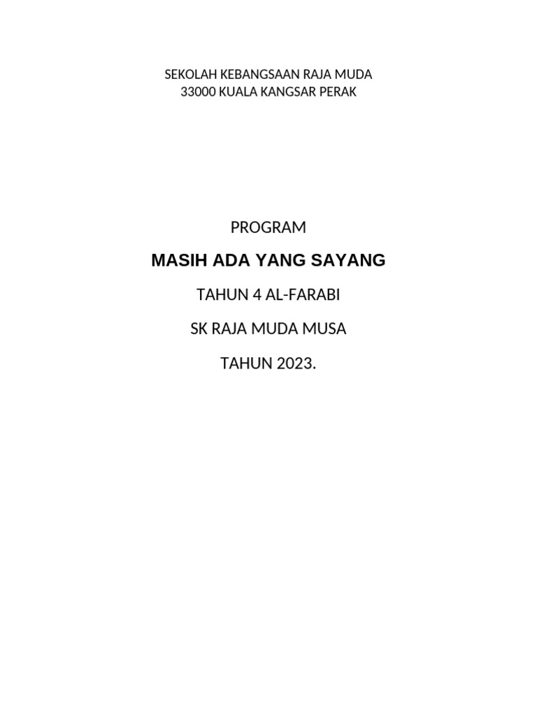 PROGRAM MASIH ADA SAYANG | PDF
