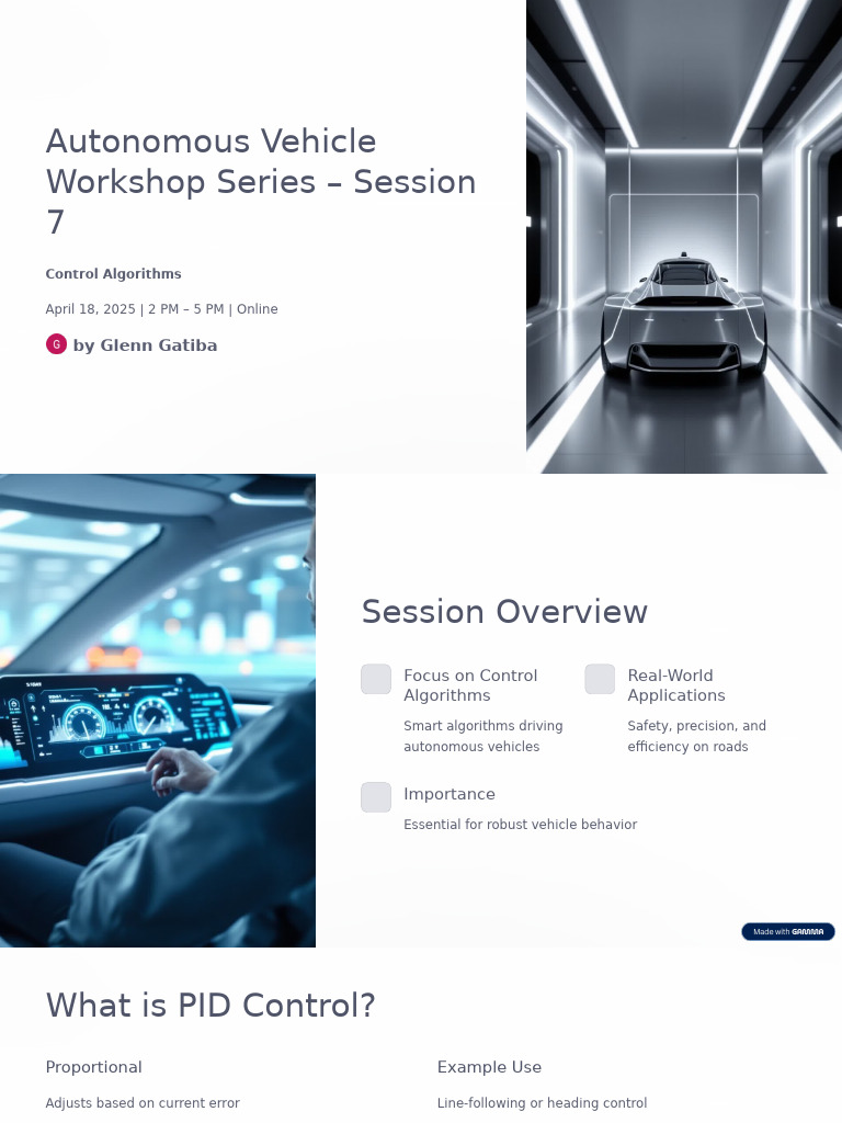 Autonomous Vehicle Workshop Series Session 7 | PDF