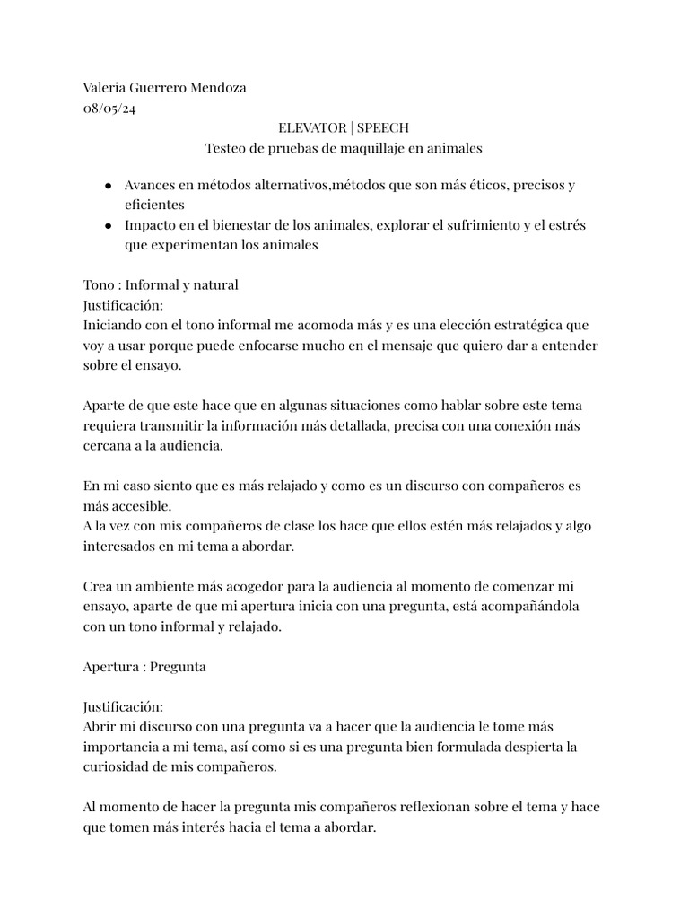 Elevator Speech. | PDF