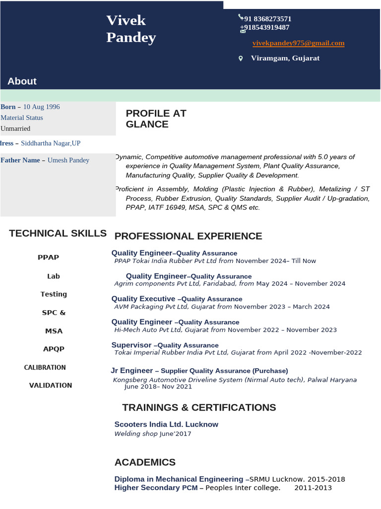 Vivek Updated Resume | PDF | Quality Management System | Business