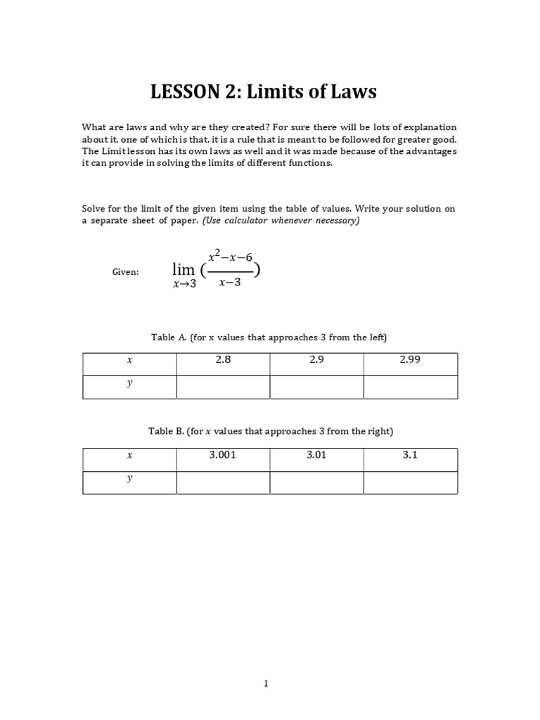 MATH-2_-LESSON-2-CALCULUS-LIMIT-OF-LAWS | PDF | Subtraction | Function (Mathematics)
