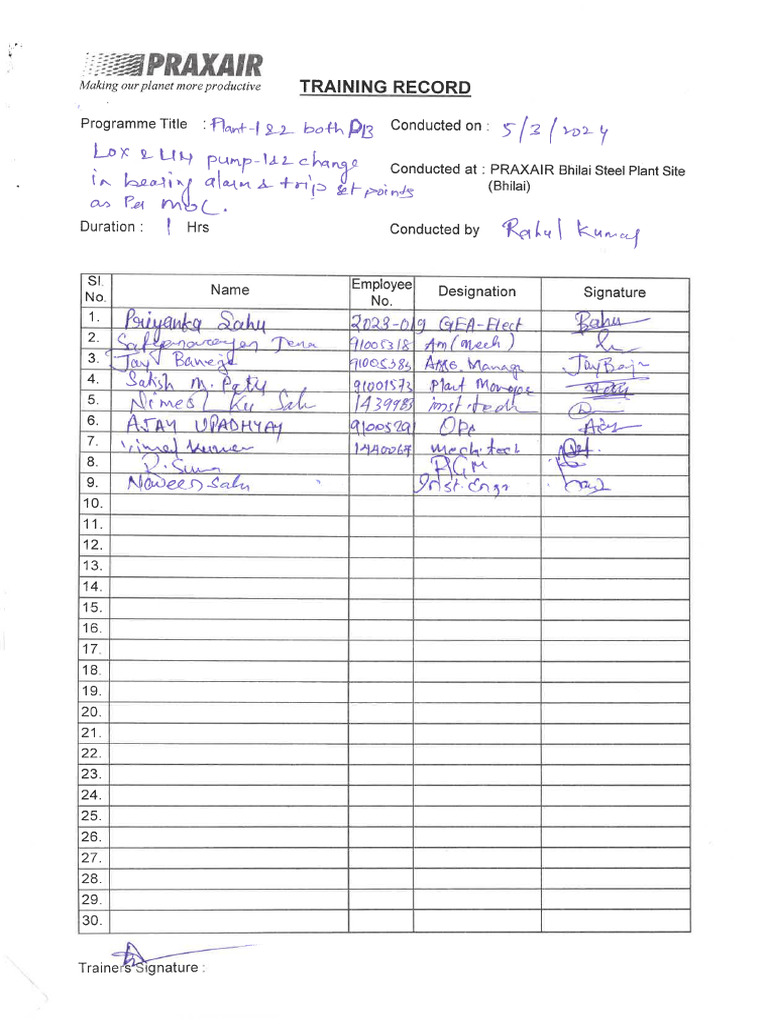 Training Record | PDF