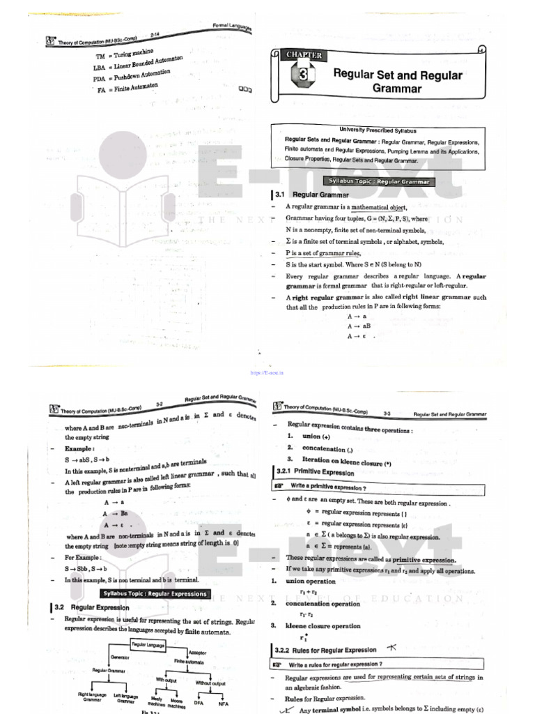 Unit-2.1 Regular Sets and Regular Grammar (E-Next - In) | PDF