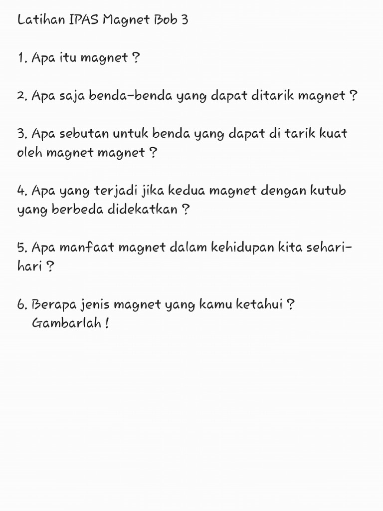 Tugas IPAS - Magnet Kelas 5 Lewi | PDF