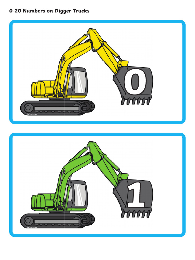 Numbers 0-20 On Digger Trucks | PDF