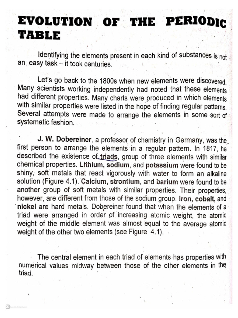 Chemistry - Evolution of The Periodic Table | PDF