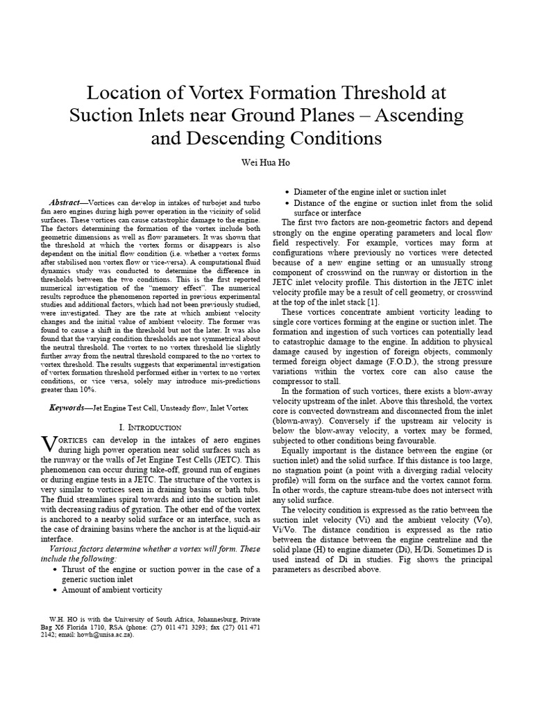Vortex Formation in Jet Engine Intakes | PDF | Vortices | Classical ...