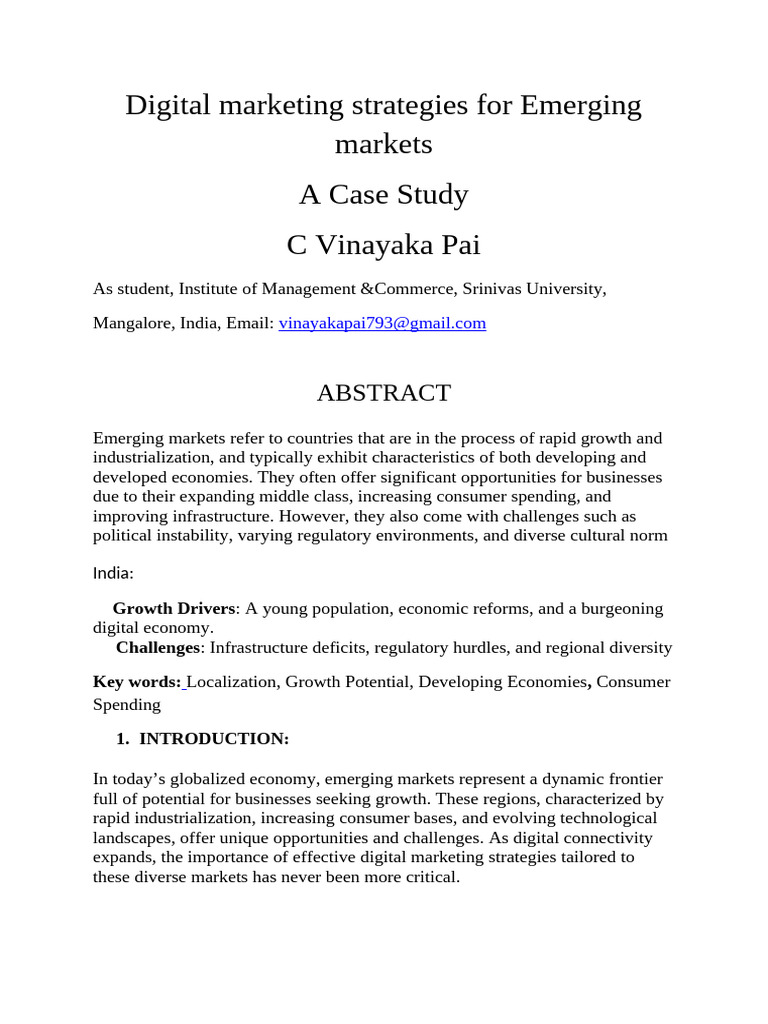 Digital Marketing Strategies For Emerging Markets | PDF | Digital Marketing | Methodology