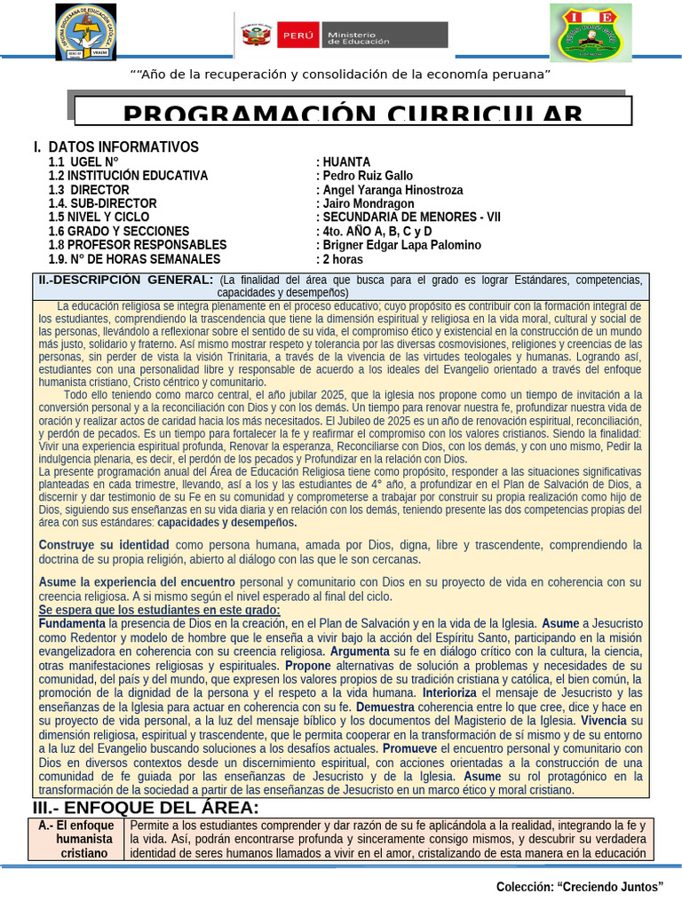 Programacion 4to Año 2025 FINAL | PDF | Fe | Aprendizaje