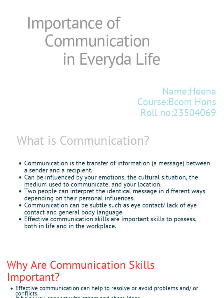 Communition in Every Day Life | PDF | Communication | Nonverbal ...