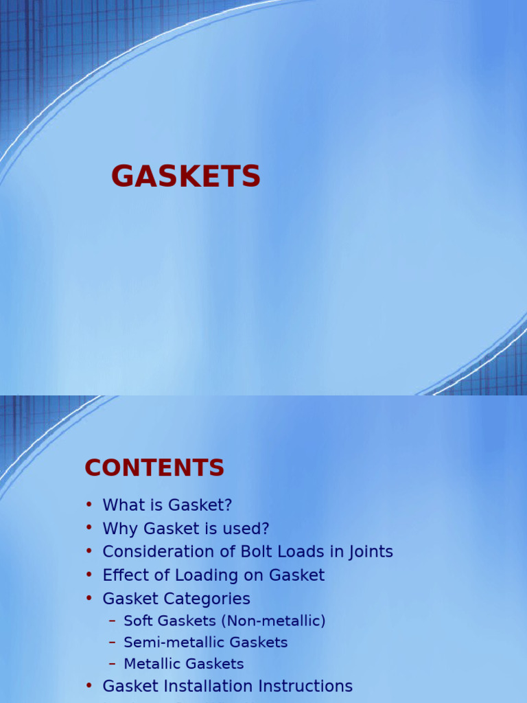 Gasket Presentation 2 | PDF | Mechanical Engineering | Materials