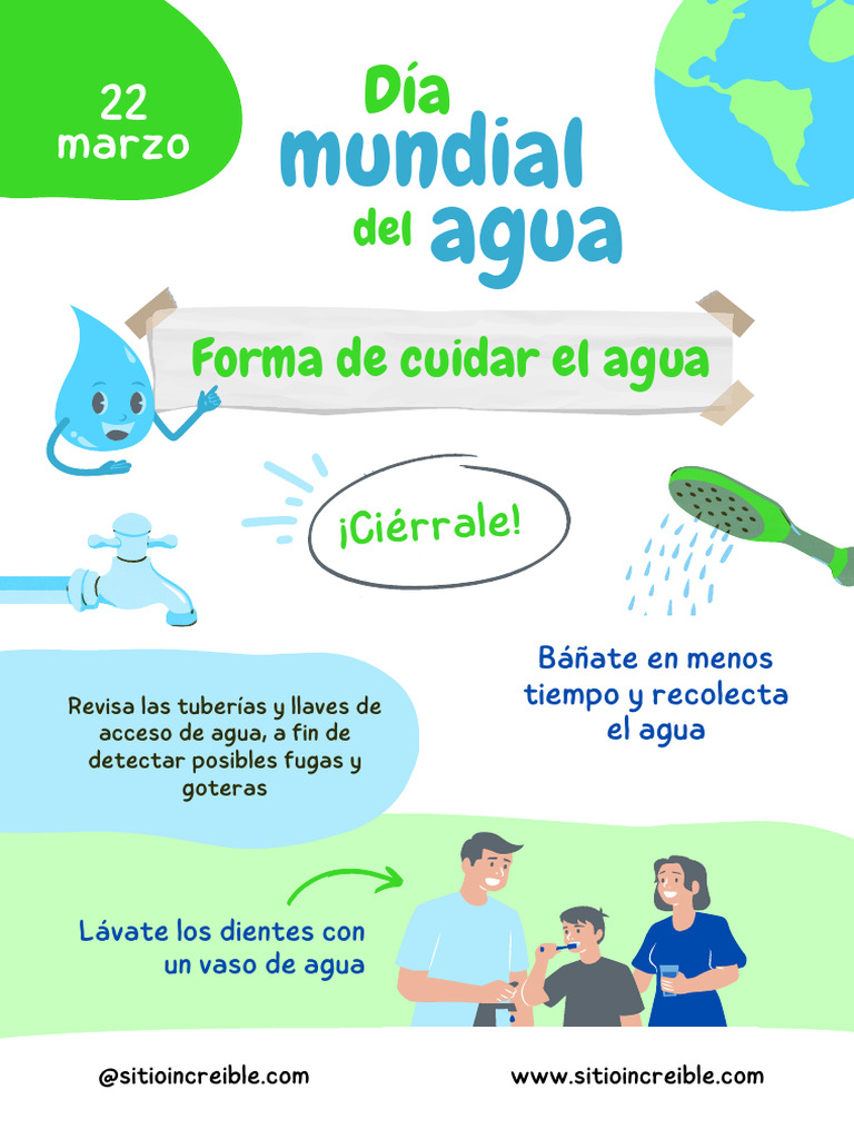 Poster Para El Día Mundial Del Agua Ilustrado Azul y Verde | PDF