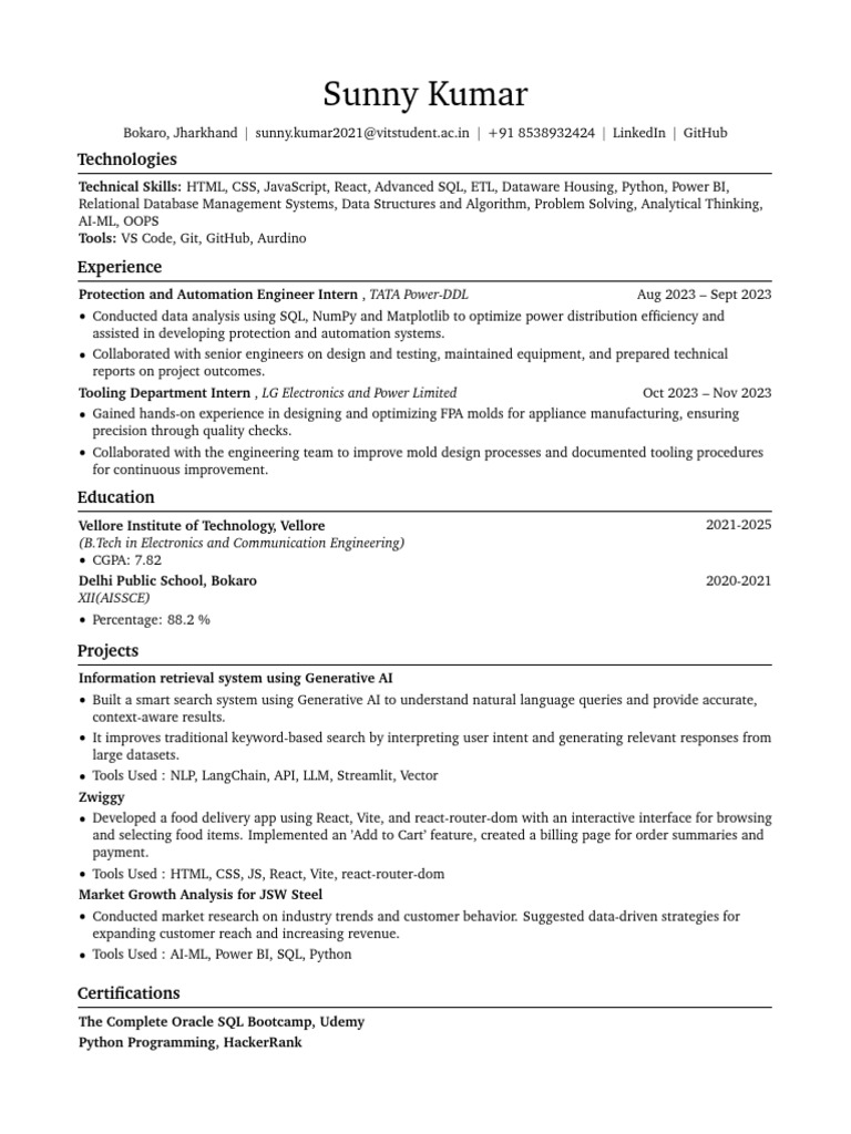 RenderCV EngineeringResumes Theme 2 | PDF | Sql | Databases