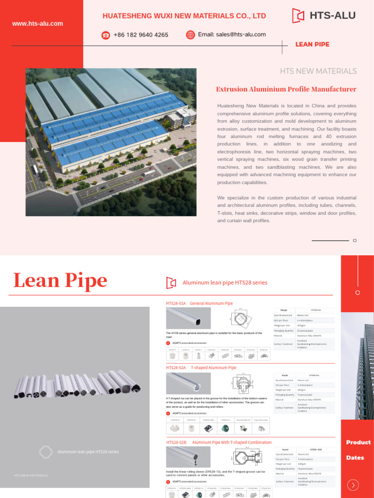 Aluminium Lean Pipe HTS28 Series Catalogue | PDF | Pipe (Fluid ...