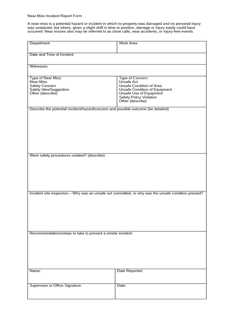 Near Miss Form | PDF